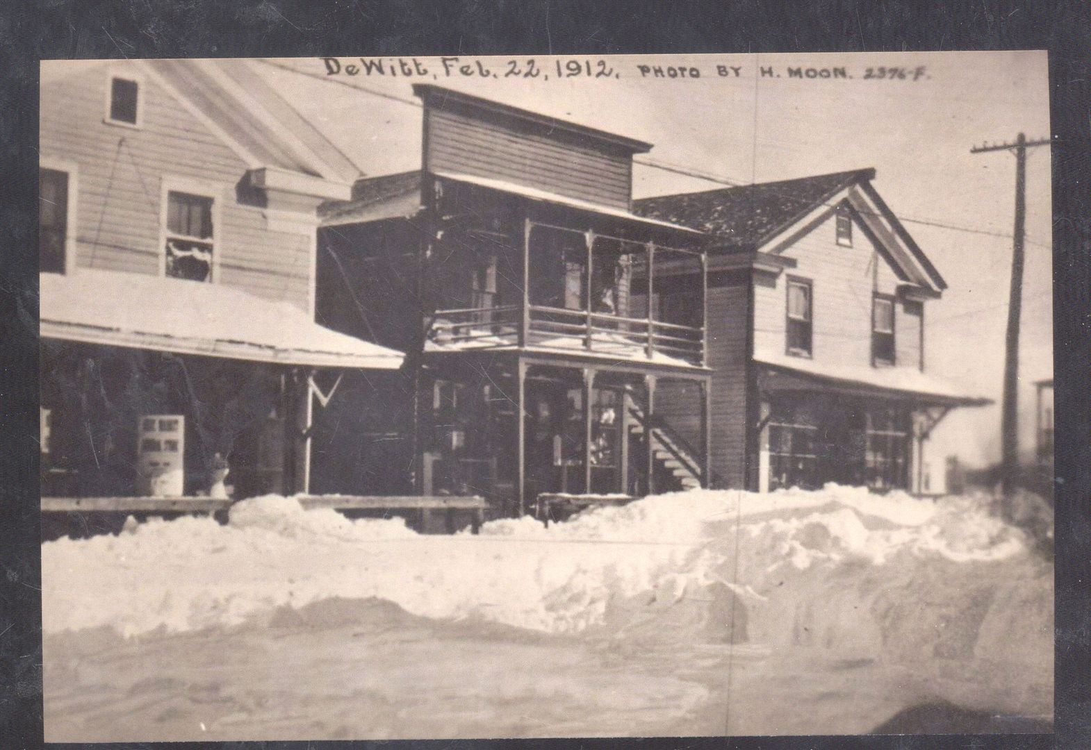 REAL PHOTO DEWITT MICHIGAN DOWNTOWN STREET WINTER SNOW 1912 POSTCARD ...
