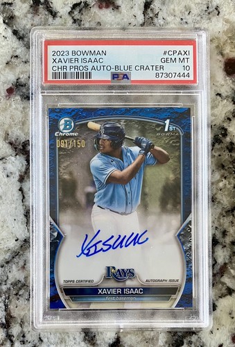 2023 Bowman Chrome Xavier Isaac Auto Blue Crater Refractor /150 PSA 10 ...