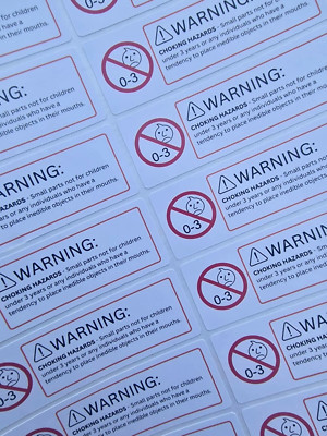 Small Parts Warning Stickers Labels Various Sizes Glossy | eBay UK
