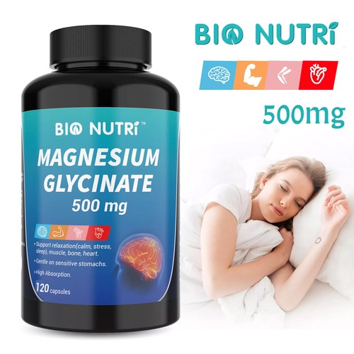 BIO NUTRI Magnesium Glycinate Supplement | 500mg 120 Pills Non-GMO ...