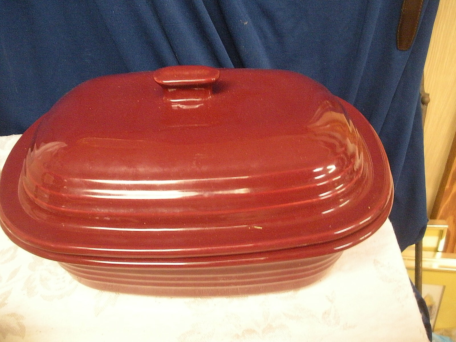 Pampered Chef Stoneware 3 1/2 Qt. Cranberry Red Covered Baker Roaster ...