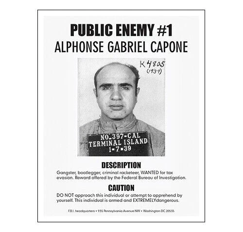 Al Capone Wanted Poster Fbi