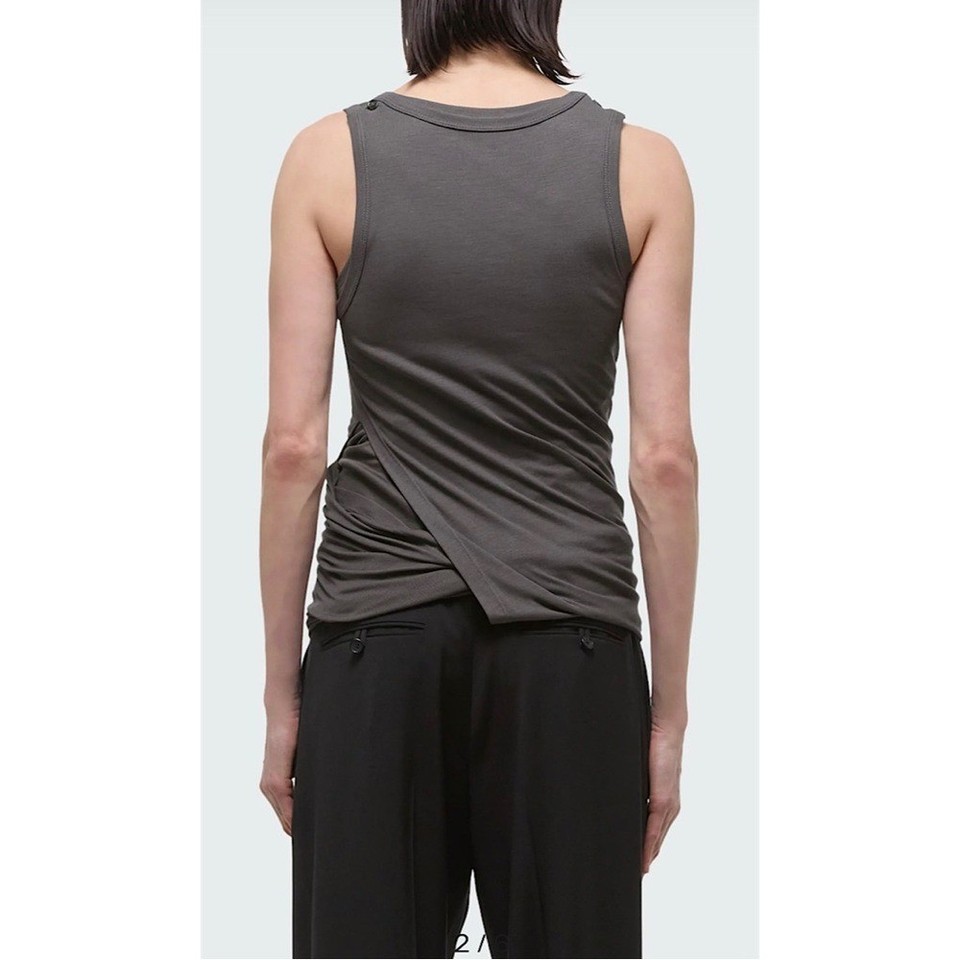 Helmat Lang Gloss Double Layer Tank Dress Graphite Grey MEDIUM | eBay