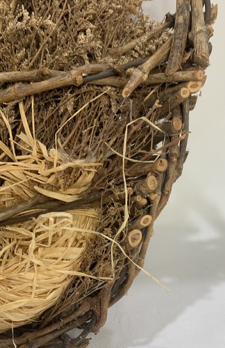 Vintage Decorative Grapevine Wall Hanging Basket Dried Florals 15” Flat ...