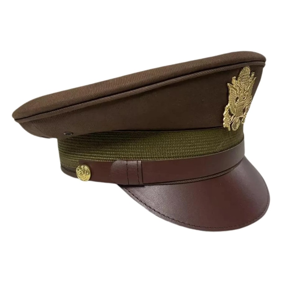 WW2 US Army Air Corps Military Officer Pilot OD Visor Crusher Hat Cap ...