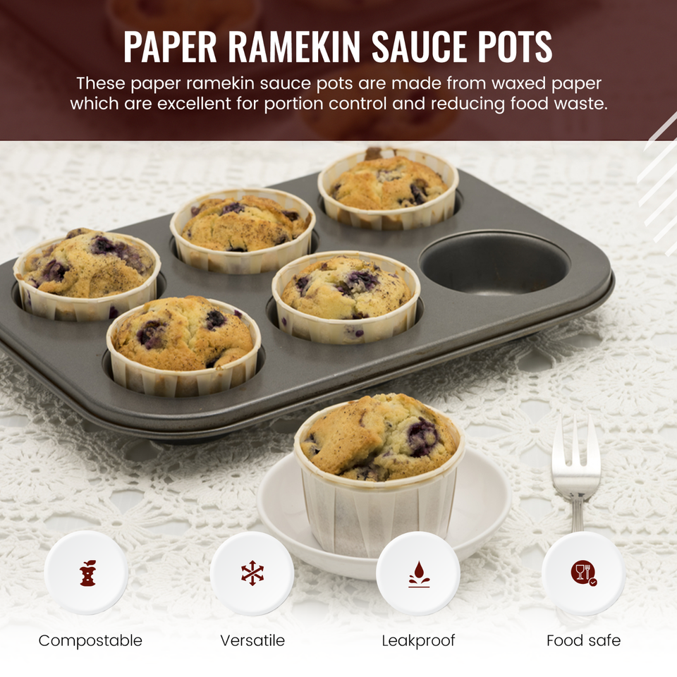Paper Ramekin Sauce Pots Compostable Round Paper Souffle Cup Portion ...