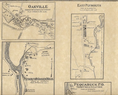 Plymouth Oakville Terryville Pequabuck CT 1874 Maps with Homeowners ...