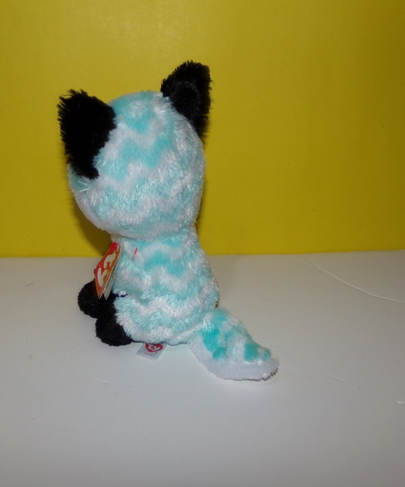 Ty Beanie Boos 6" Atlas AQUA Chevron FOX SMALL Plush Animal Toy w/ Tag ...
