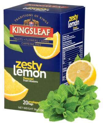 3 x Kingsleaf Tea - ZESTY LEMON – ENVELOPED Fruit Tea 3 x 20 tbs / 36g ...