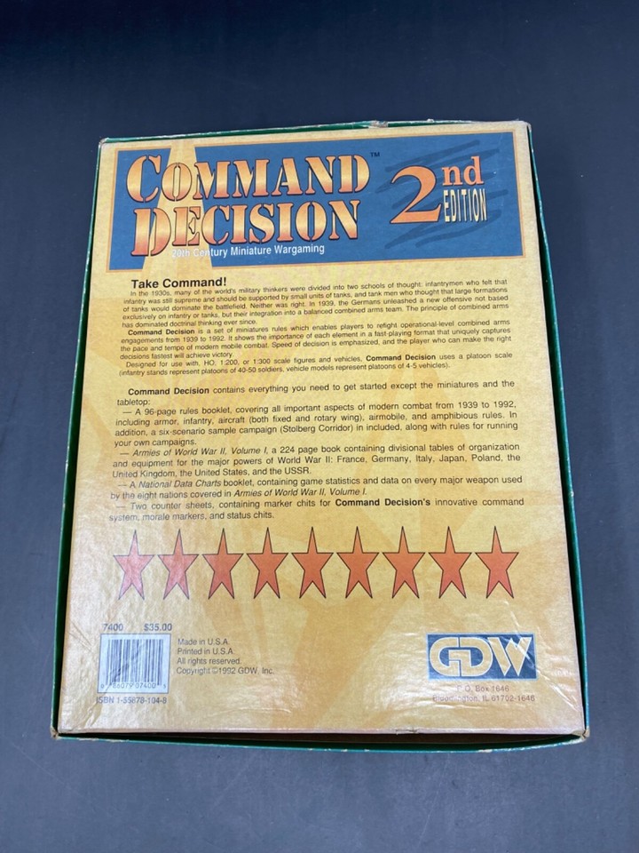 GDW Command Decision Miniature Wargaming Game - 2nd Edition, Complete ...