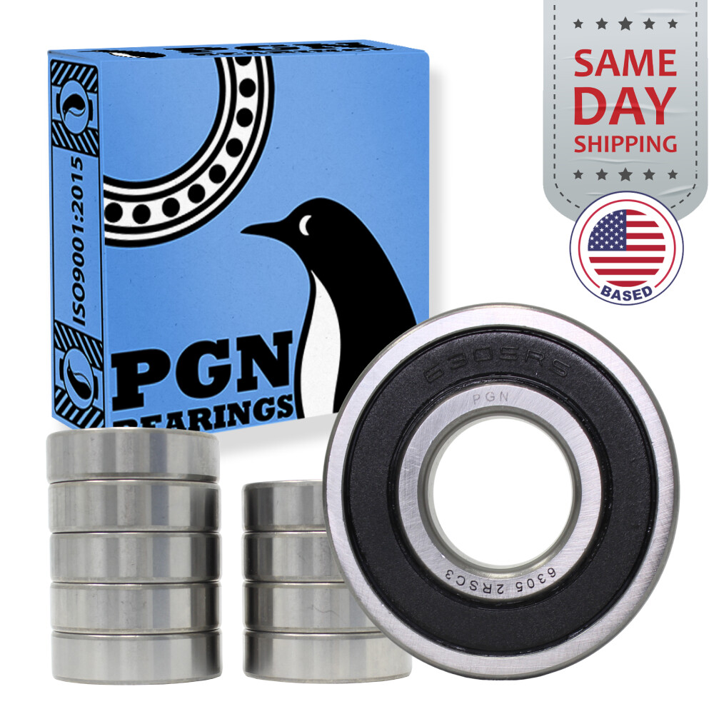 (10) 6305-2RS Premium Rubber Seal Ball Bearing C3 EMQ, 25x62x17, 6305 ...