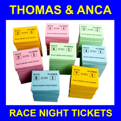 Race Night Tote Fundraising Betting Tickets 6,400 Tickets 8 Horses 8 ...
