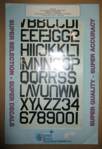 SuperScale Inter 1/48 U.S. Bomber Code Letters Black 40 inch Decals 48 ...