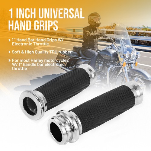 Motorcycle 1" Hand Grips Handle Bar Electronic Throttle For Harley ...