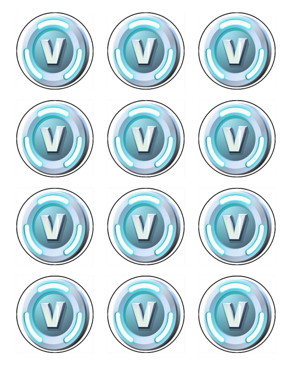 Fortnite V Bucks Cupcake Toppers Edible Wafer Birthday Cake Decorations ...