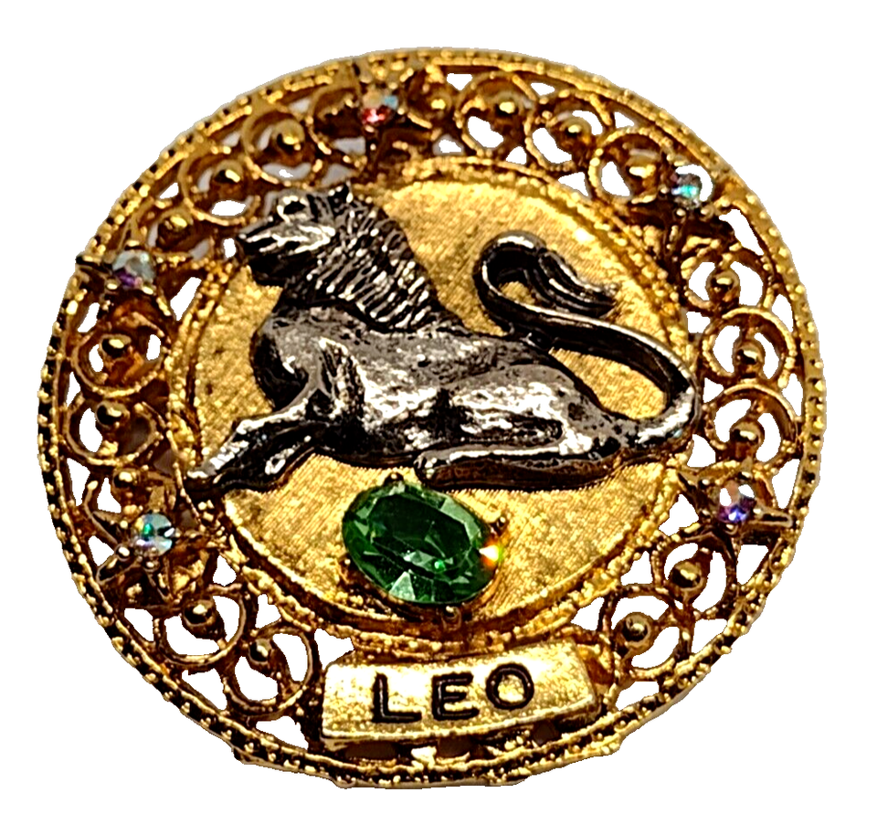 Arthur Pepper Astrology Leo Pin Vintage Gold Art Zodiac Pin Brooch ...