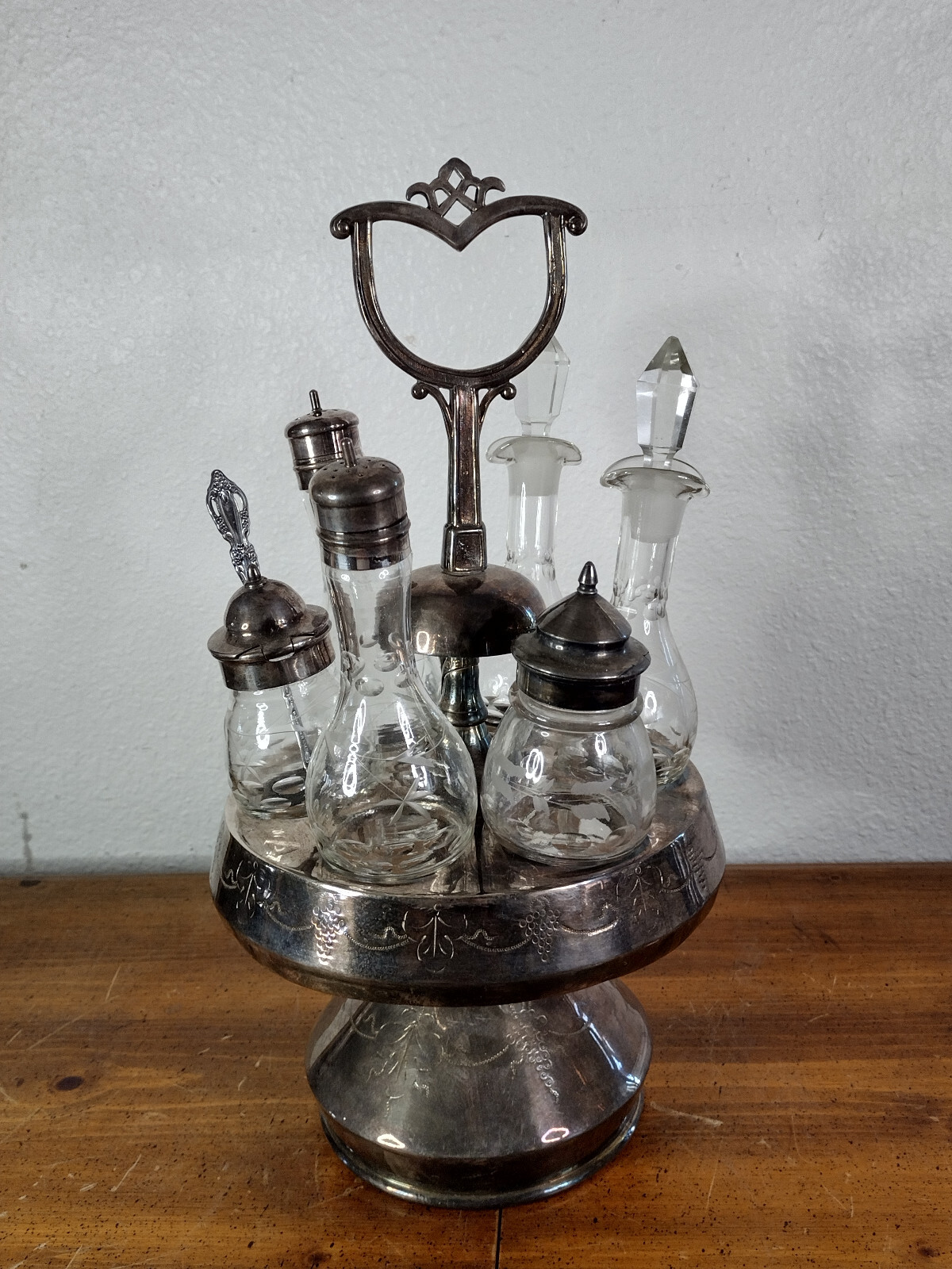 Antique 1800s 1860s 6 Bottle Victorian Castor Condiment Set Roswell ...