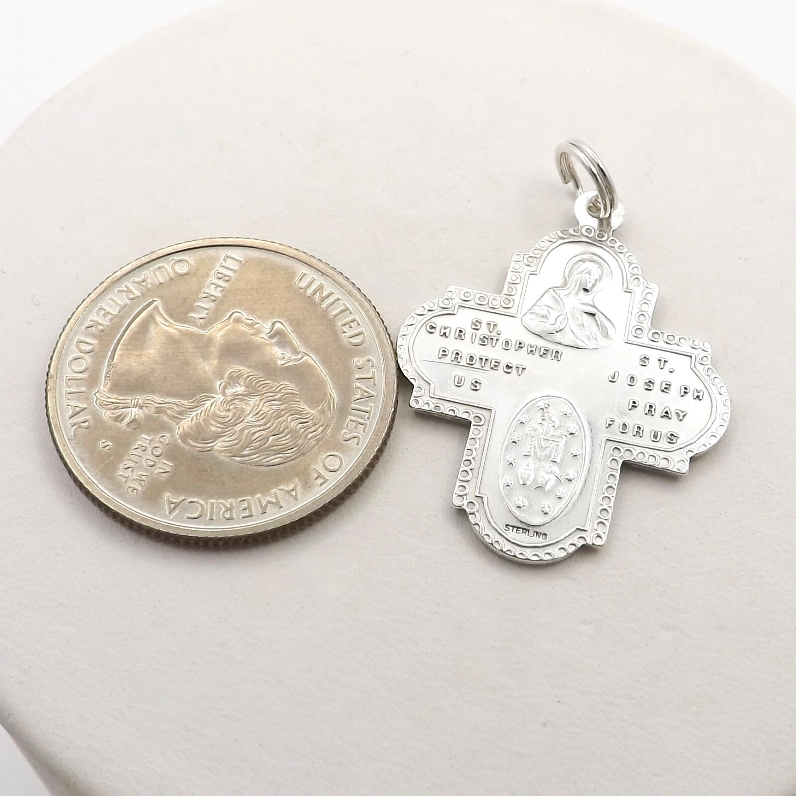 Sterling Scapular 4 Way Medal Cross Saint St Christop… - Gem