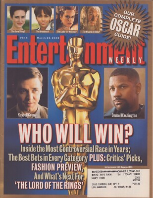 Entertainment Weekly - March 22, 2002 - Oscar - Russell Crowe - Denzel ...