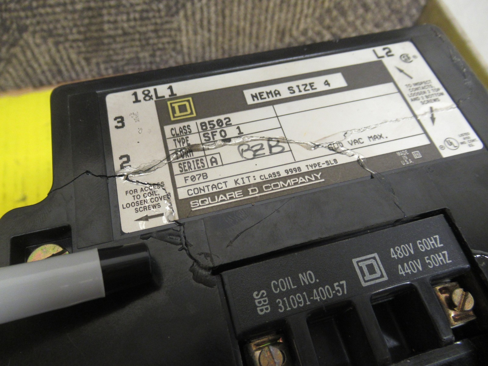 SQUARE D CONTACTOR 8502 SF01 SER A SIZE 4 SZ 4 480V COIL 8502SF01 # 1 ...