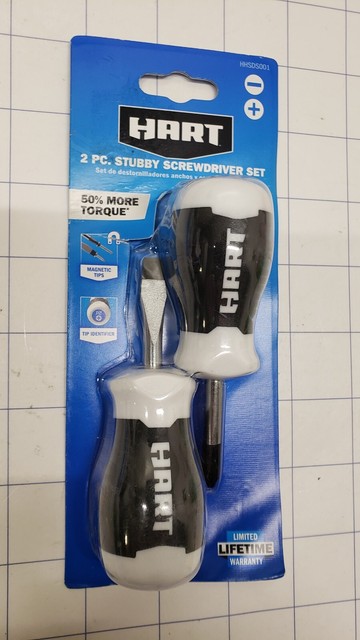 HART 2 Pc. Comfort Grip Stubby Screwdriver Set Phillips & Slotted Tips ...