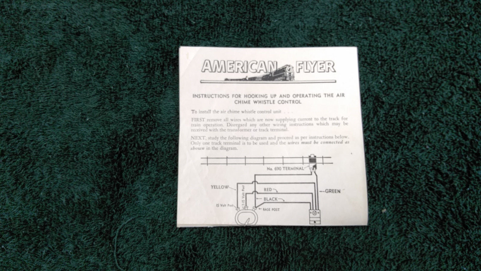 AMERICAN FLYER # M2898A AIR CHIME WHISTLE INSTRUCTIONS PHOTOCOPY | eBay