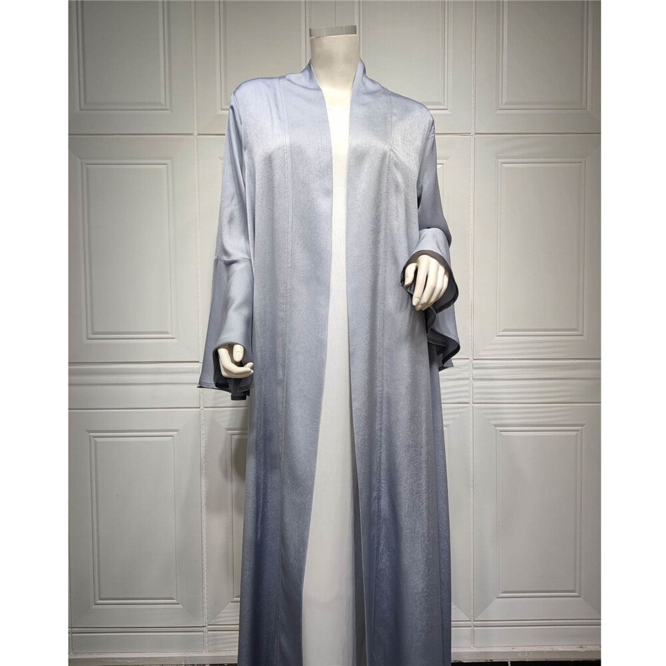 2pcs Muslim Women Kaftan Long Dress Dubai Open Cardigan Kimono Islamic ...