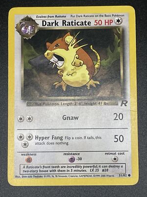 Pokemon Cards: Team Rocket 1st Edition Common: Dark Raticate 51/82 | eBay