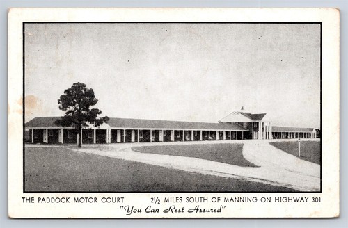 Postcard SC Manning South Carolina The Paddock Motor Court Motel c1950s ...