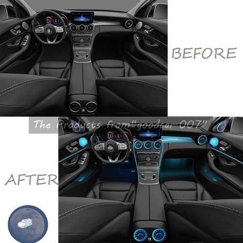 64Color W205 Air Vent Ambient LED Light For Benz C-CLASS Front Rear AC ...