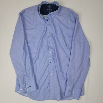 Con.Struct Slim Fit Button Up Dress Shirt 4 Way Stretch L Blue Geo No ...