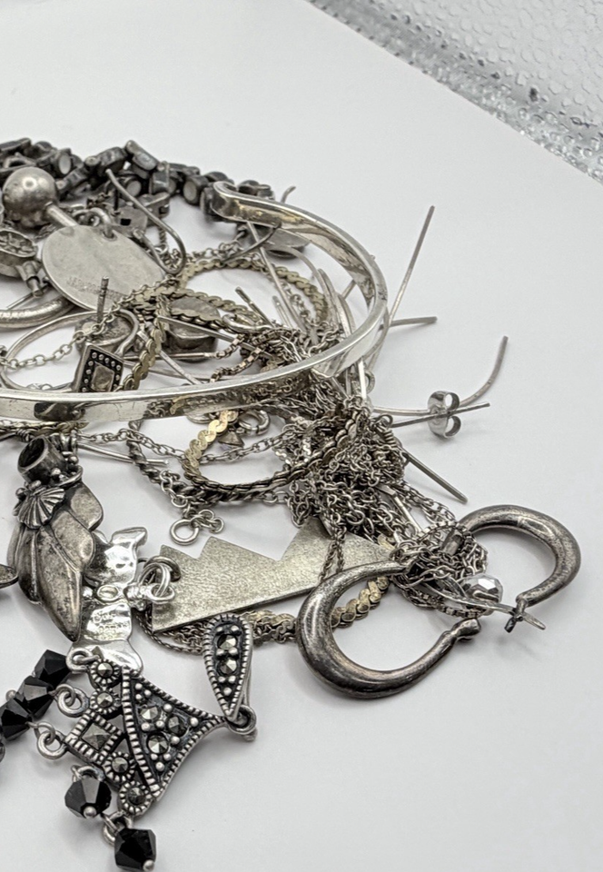 925-950 Sterling Silver Jewelry Scrap/Recovery Lot 115 Grams Some Small ...