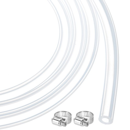 20ft Clear Silicone Tubing 4mm x 6mm Plastic Tube with 2pcs Clamps ...