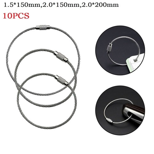 10Pcs Stainless Steel Wire Cable Loop for Key Rings and Tools (58 ...