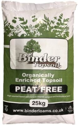 Binders Organic Topsoil Compost 20mm, Enriched Topsoil for Lawns 25kg ...