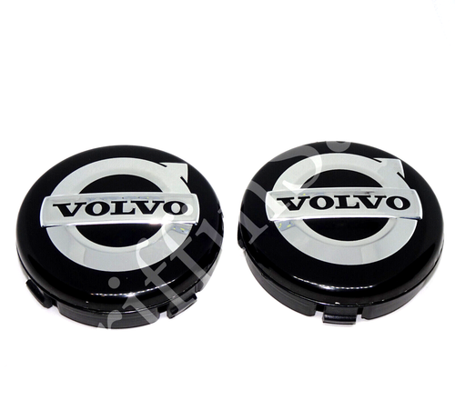 2x Volvo Alloy Wheel Centre Hub Caps 64mm Black & Chrome C30 C70 S40 ...