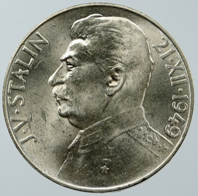 1949 CZECHOSLOVAKIA Josef Stalin Birthday VINTAGE Silver 100 Korun Coin ...