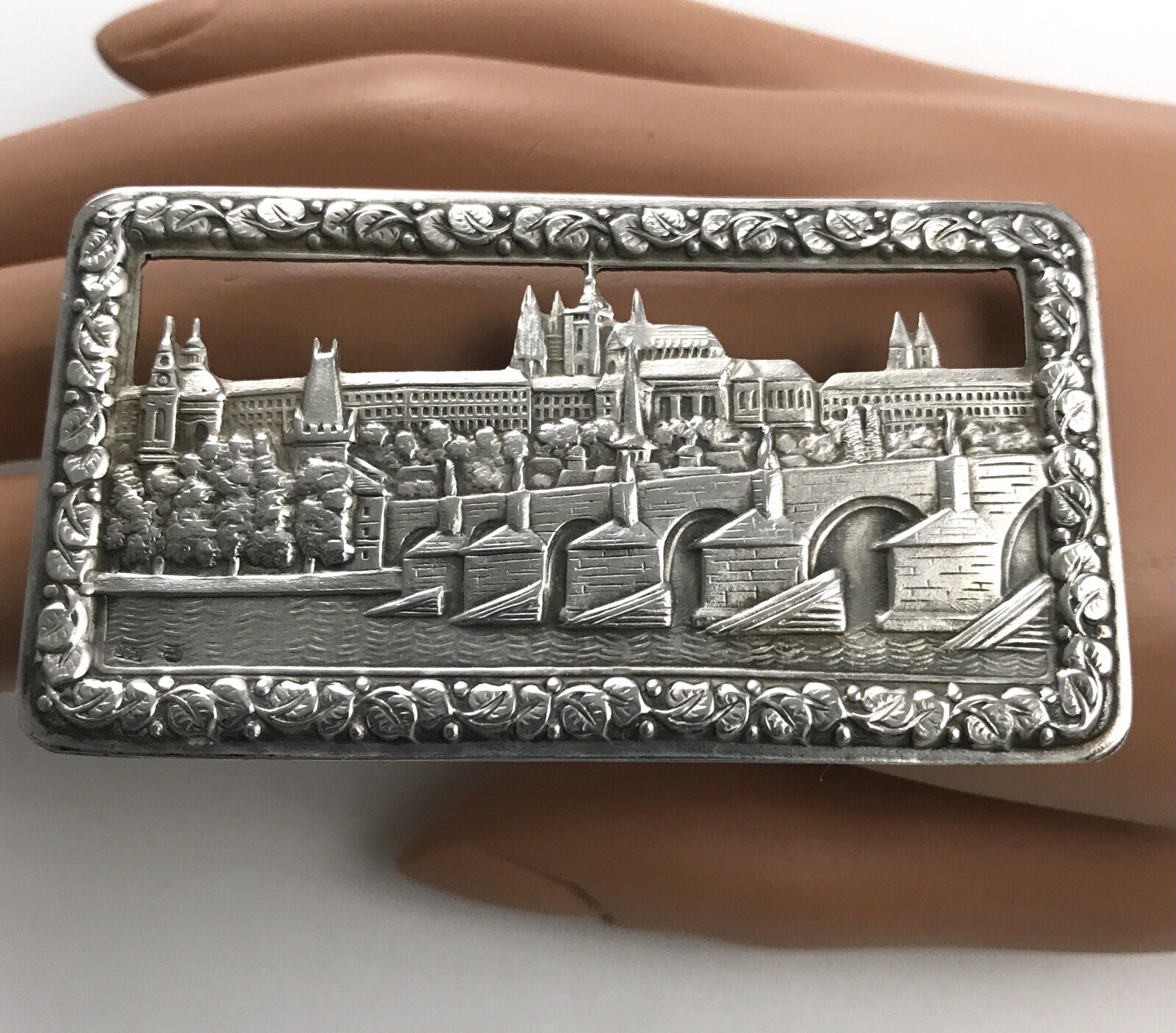 Antique 800 Silver Prague Castle Czechoslovakia Pin C… - Gem