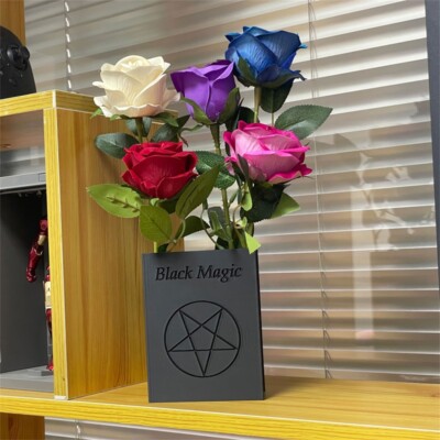 Fashion Black Magic Book Vase Art Flower Arrangement Vase Aesthetics ...
