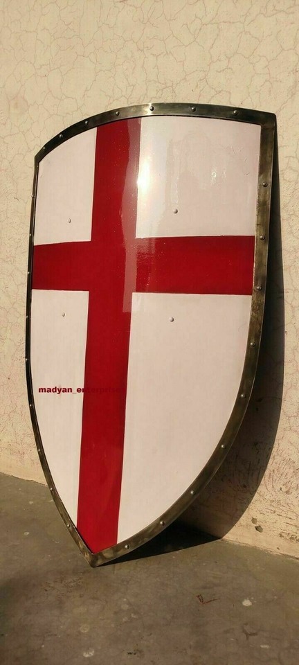 Medieval Crusader Shield Battle Knight Warrior Shield Templar Red Cross ...