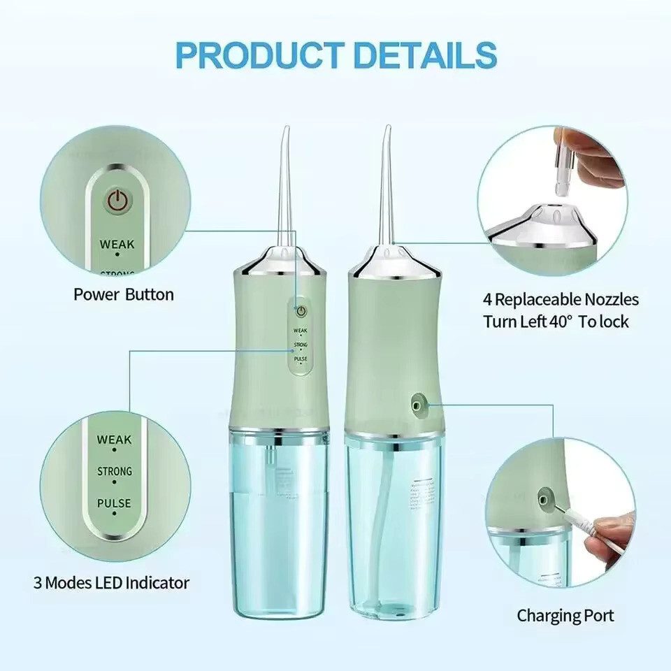 Oral Irrigator Portable Dental Water Flosser USB Rechargeable Water Jet ...