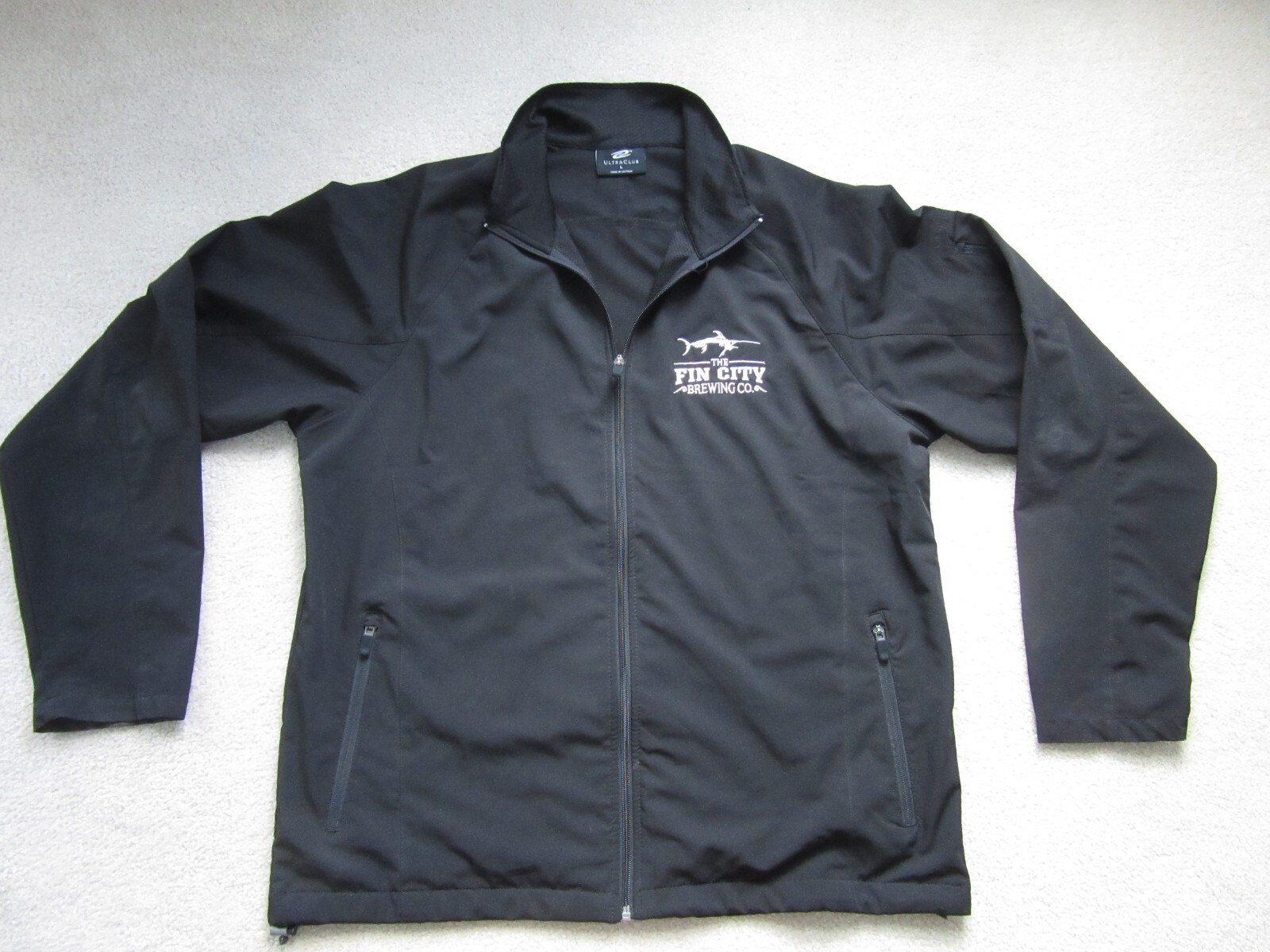 Mens Fin City Brewing Co. Beer Logo Full Zipper BLACK… - Gem