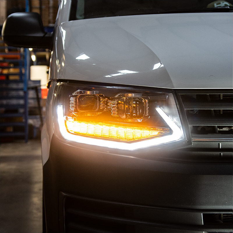 VW T6 LED DRL V2 Black Headlights with Sequential Indicators | eBay UK