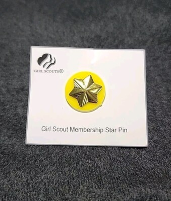 Gold tone GSA Girl Scout Membership Yellow Star Pin Scarf Pin Merit ...