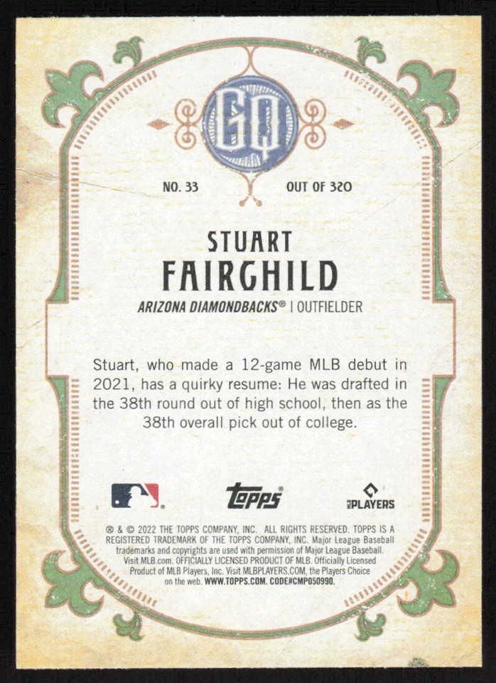 2022 Topps Gypsy Queen Stuart Fairchild RC #33 Arizona Diamondbacks | eBay