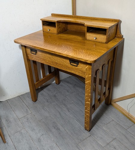 Antique Mission Arts & Crafts Craftsman Oak Wood Writing Desk Stickley ...