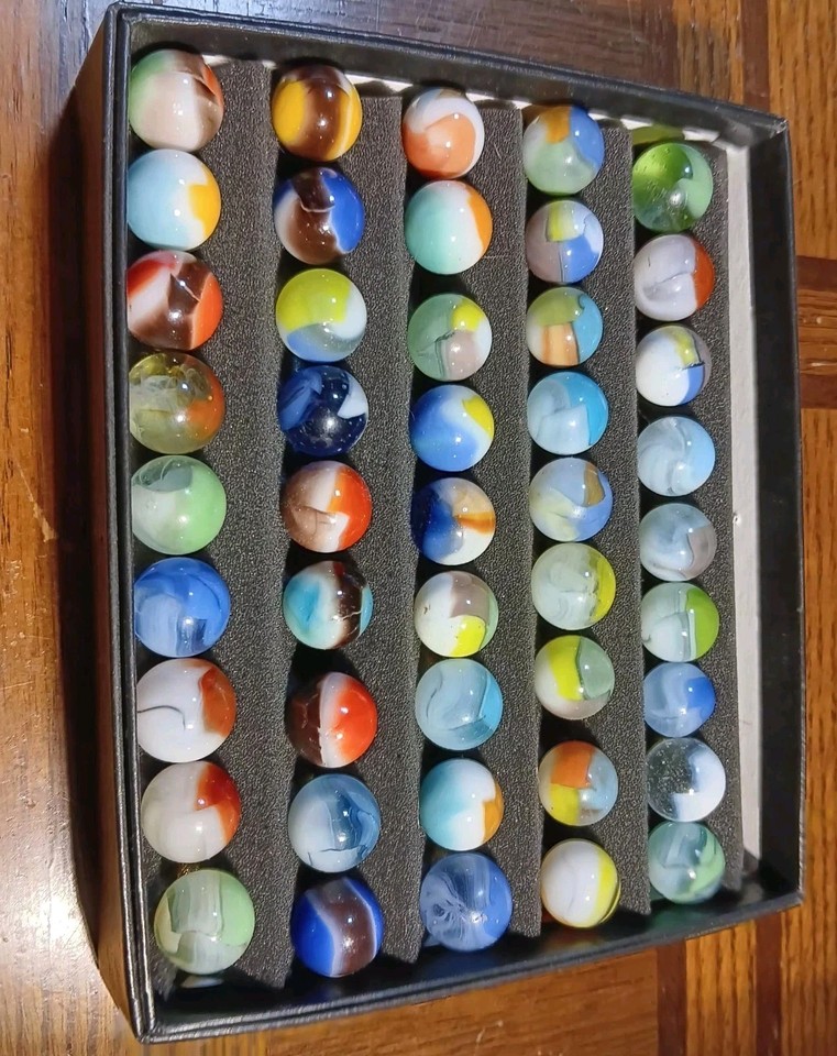 Vintage Marbles Lot. With Display Case. 45 Vitro Agate Marbles. | eBay
