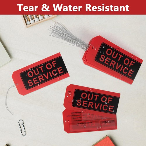 Out of Service Tags100-pk Red Repair Tags with Wires AttachedTear ...