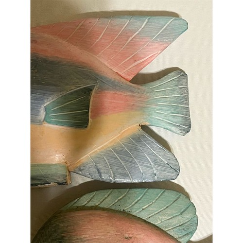 Vintage Hand-Painted Carved Wooden Fish Figurine Set Nautical Decor 70s ...