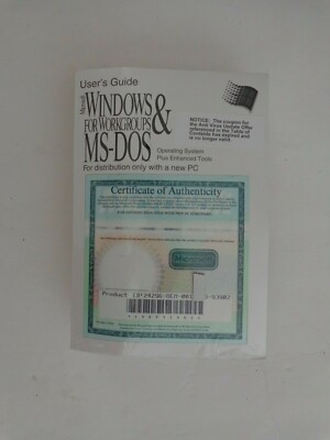 Microsoft MS-DOS 6.22 and Windows for Workgroups (V.3.11) Full Version ...